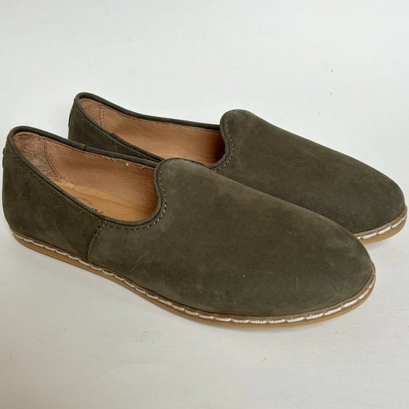 Charix | Shoes | Charix Green Leather Shoes Suede Slip On Leather Flats ...